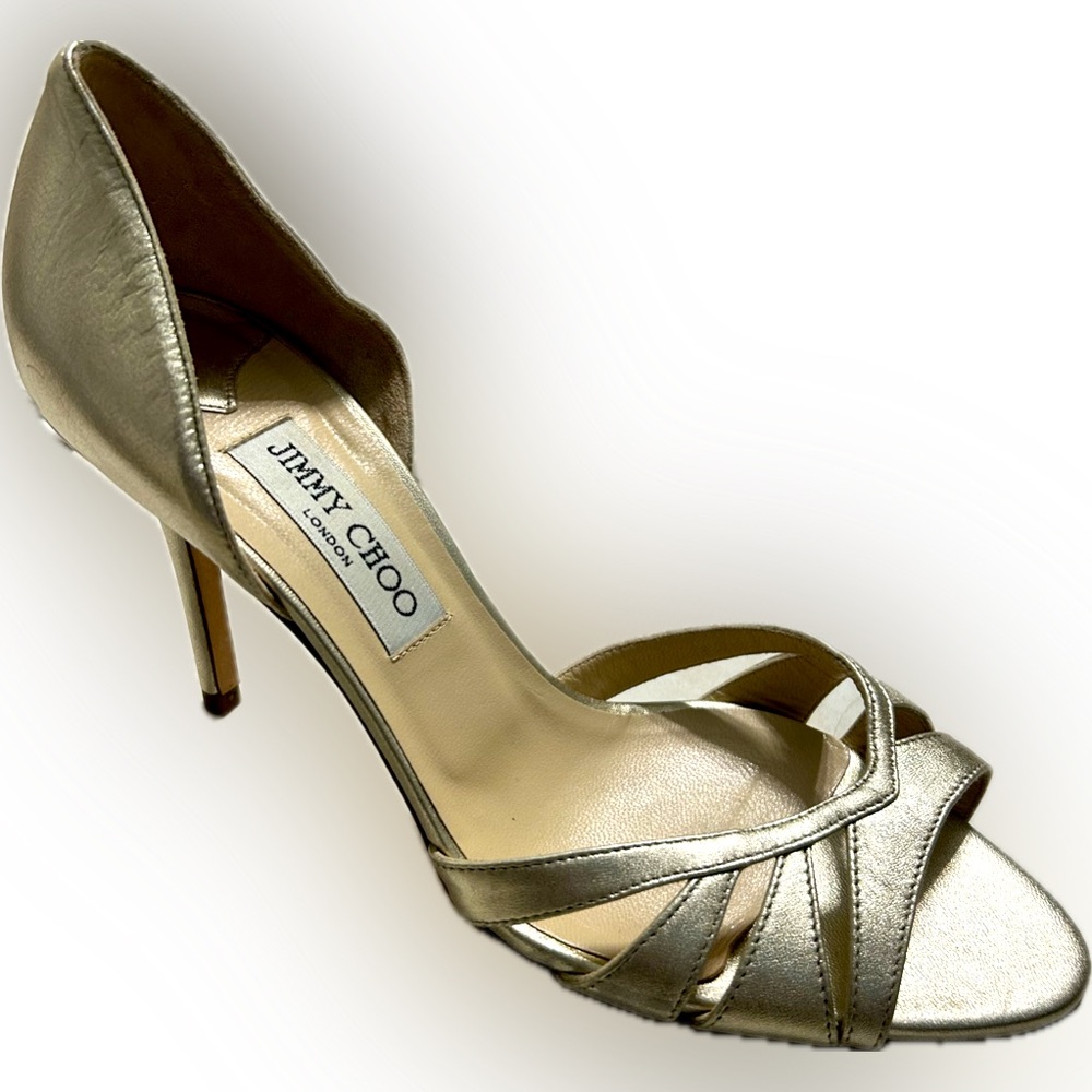 Jimmy Choo Open Toe Gold Heels - Gem
